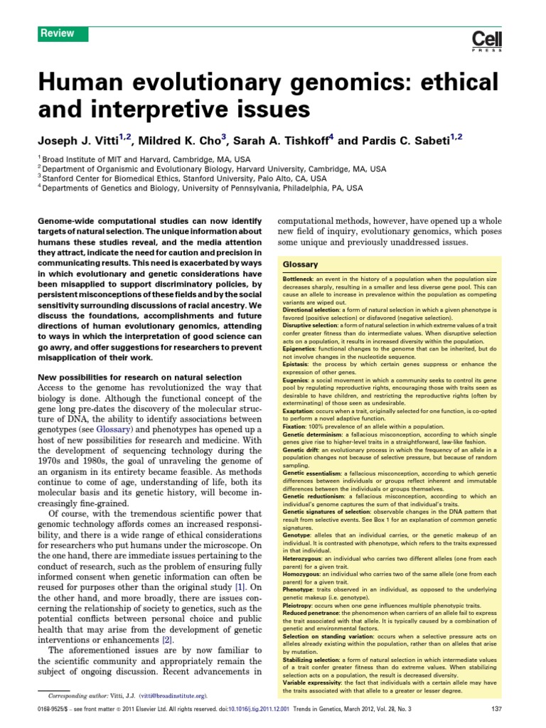 Human Evolutionary Genomics: Ethical and Interpretive Issues | Download ...