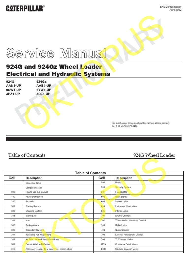 CAT 924G and 924Gz Wheel Loader Electrical and Hydraulic Systems PDF ...