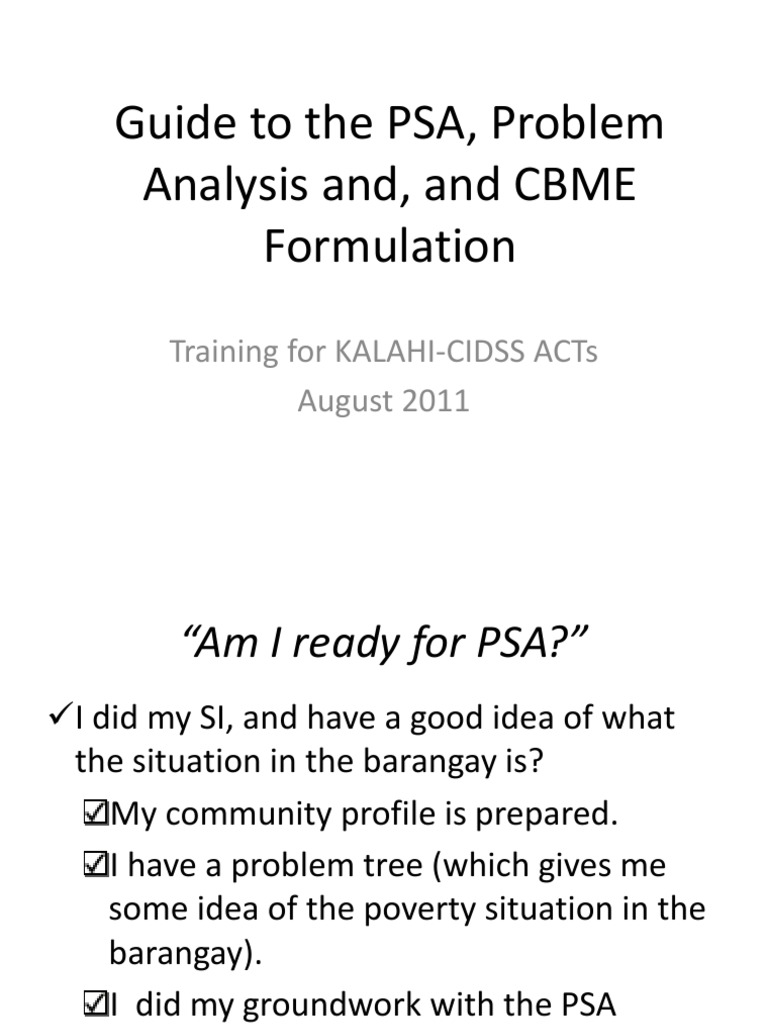 PSA Training Guide for KALAHI-CIDSS | PDF | Poverty | Poverty ...