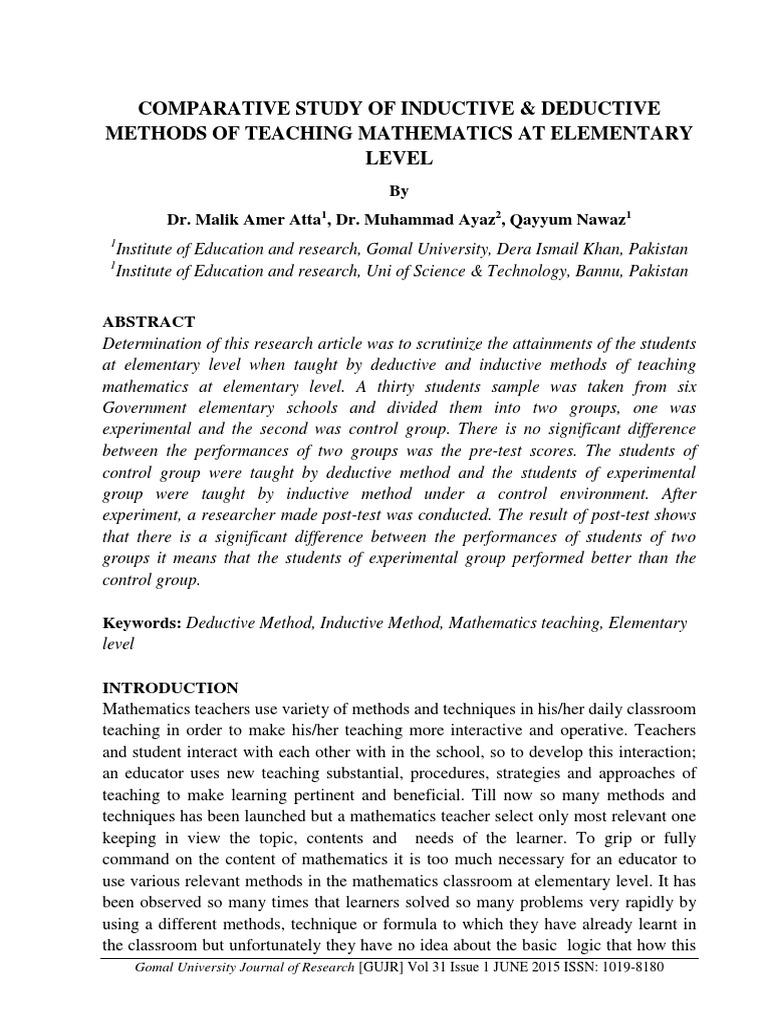 Inductive vs. Deductive Math Teaching | PDF | Inductive Reasoning ...