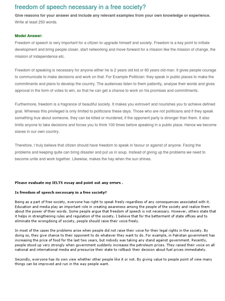 Freedom of Speech: Essential for Democracy but Not Without Limits | PDF ...