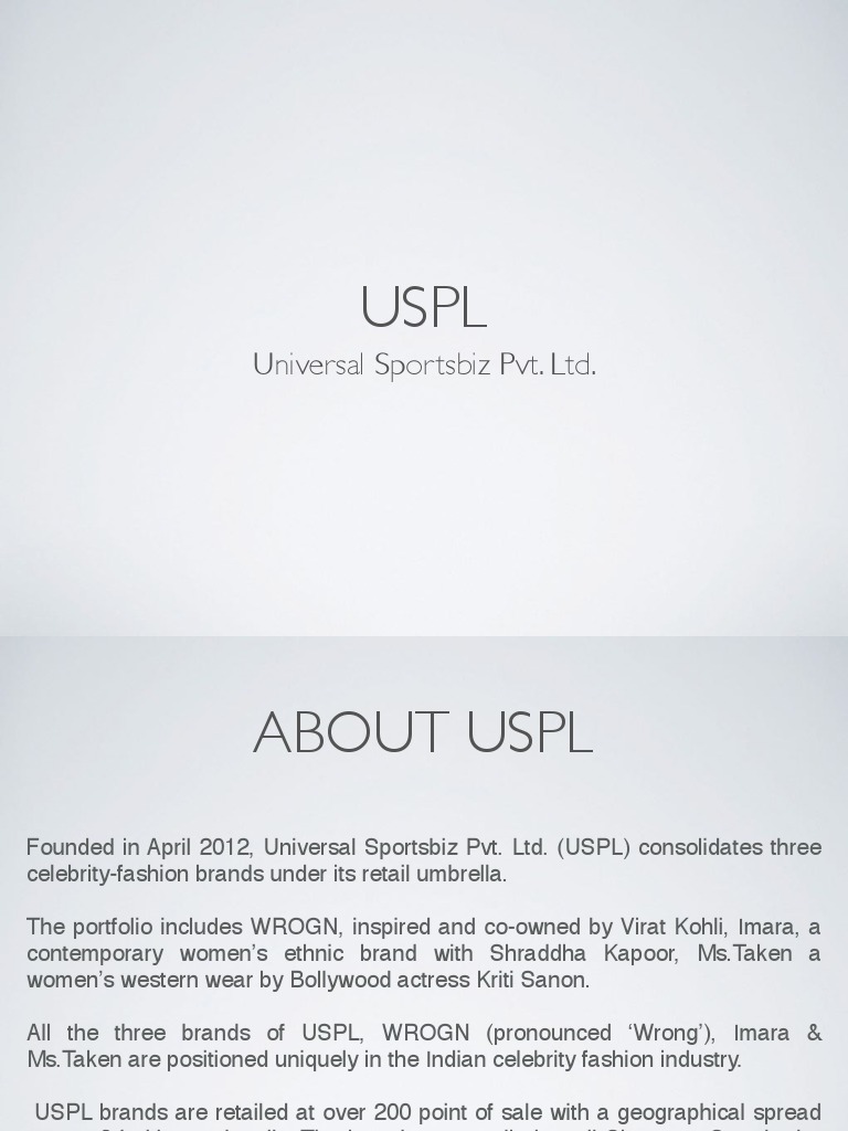 Uspl Brand Presentation | PDF | Business