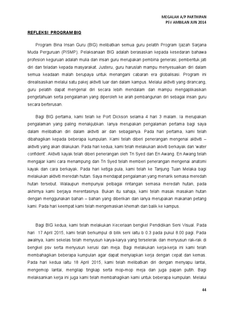 Refleksi Program Big | PDF