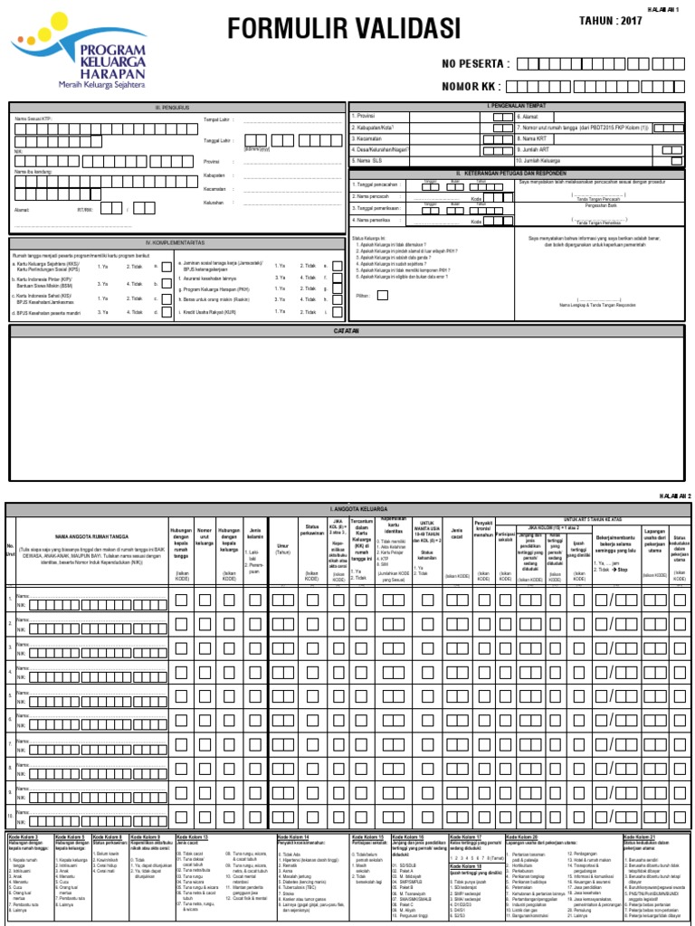 Formulir Validasi PKH 2017 | PDF