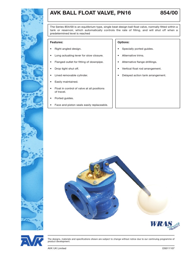 Avk Ball Float Valve | PDF | Valve | Machines