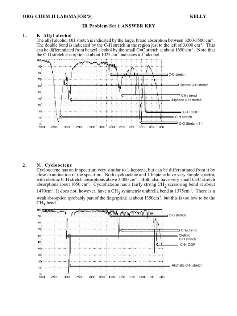 IR Spectroscopy Problem Set 4 Answer Key PDF | PDF | Ester | Aldehyde