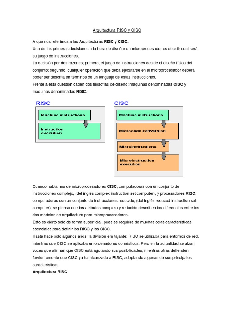 Arquitectura RISC y CISC | PDF | Unidad Central de procesamiento ...