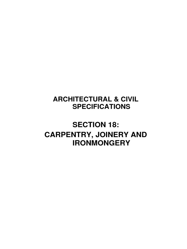 Ironmongery in Carpentry Specifications | PDF | Door | Carpentry