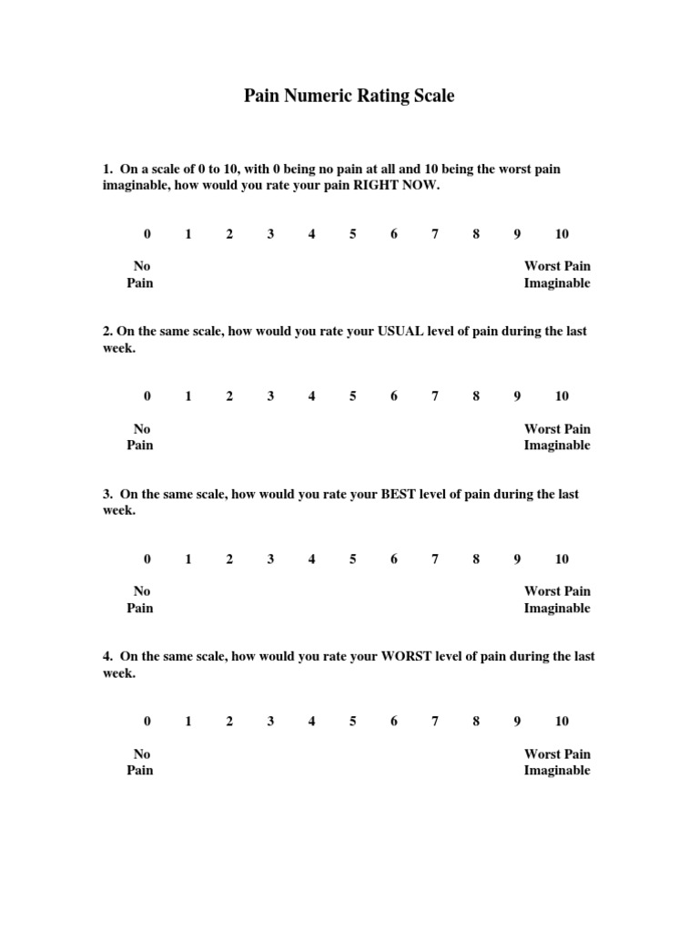 Pain Numberic Rating Scale PDF | PDF