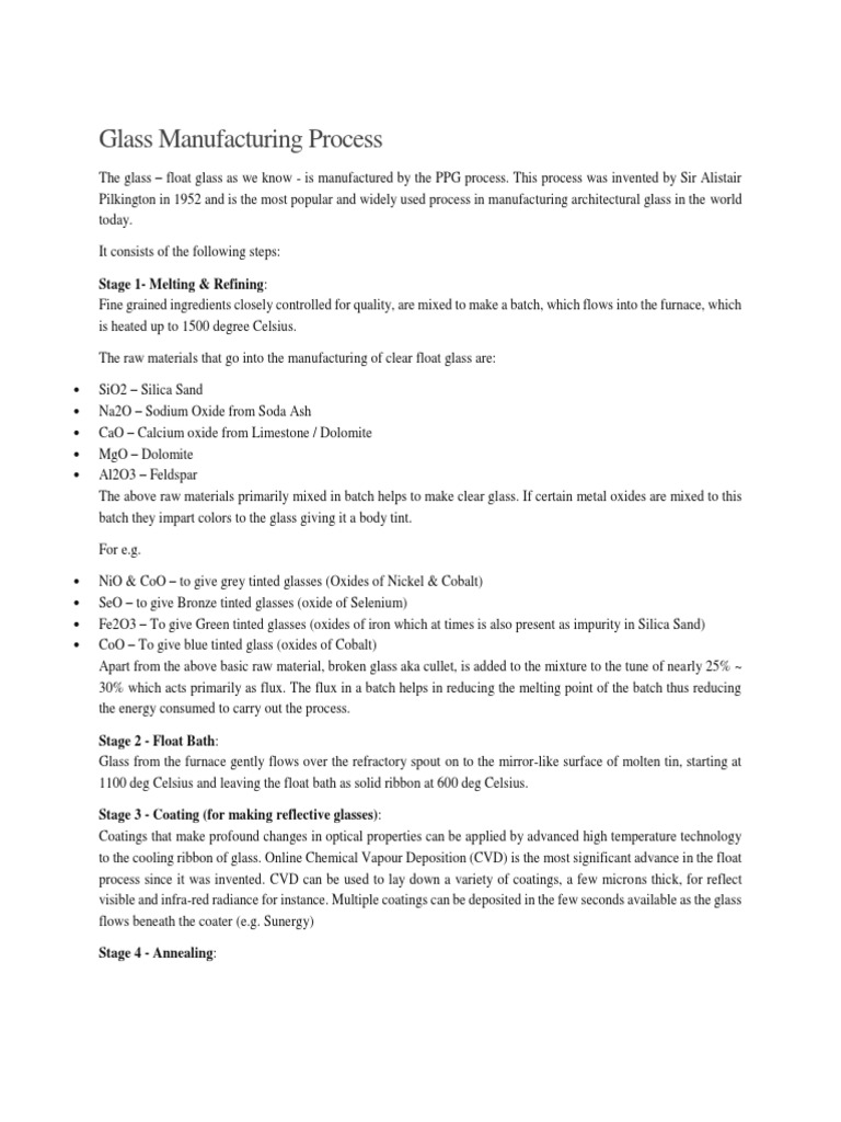 Glass Manufacturing Process | PDF | Glasses | Materials