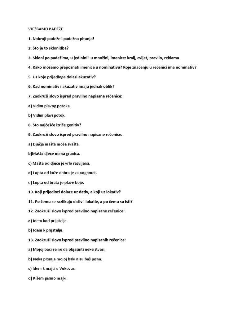 Vjezbamo Padeze | PDF