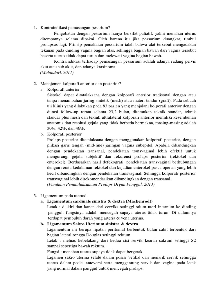 Kontraindikasi Pemasangan Pesarium | PDF