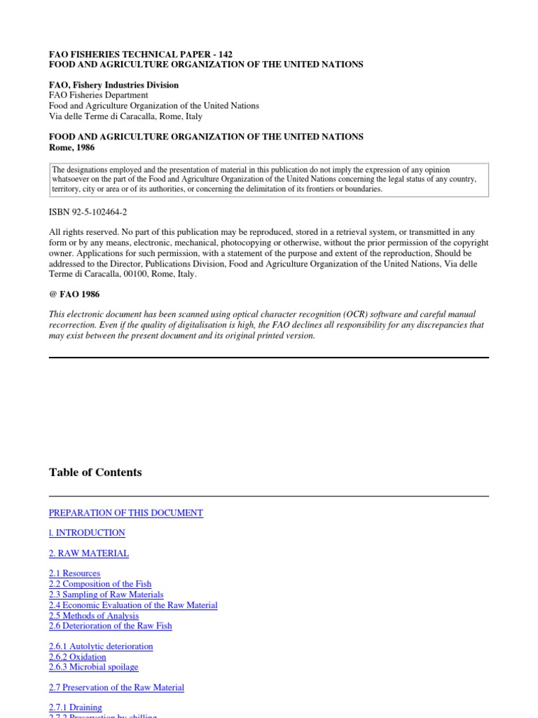 Fao Fisheries Technical Paper | PDF | Food Preservation | Food And ...