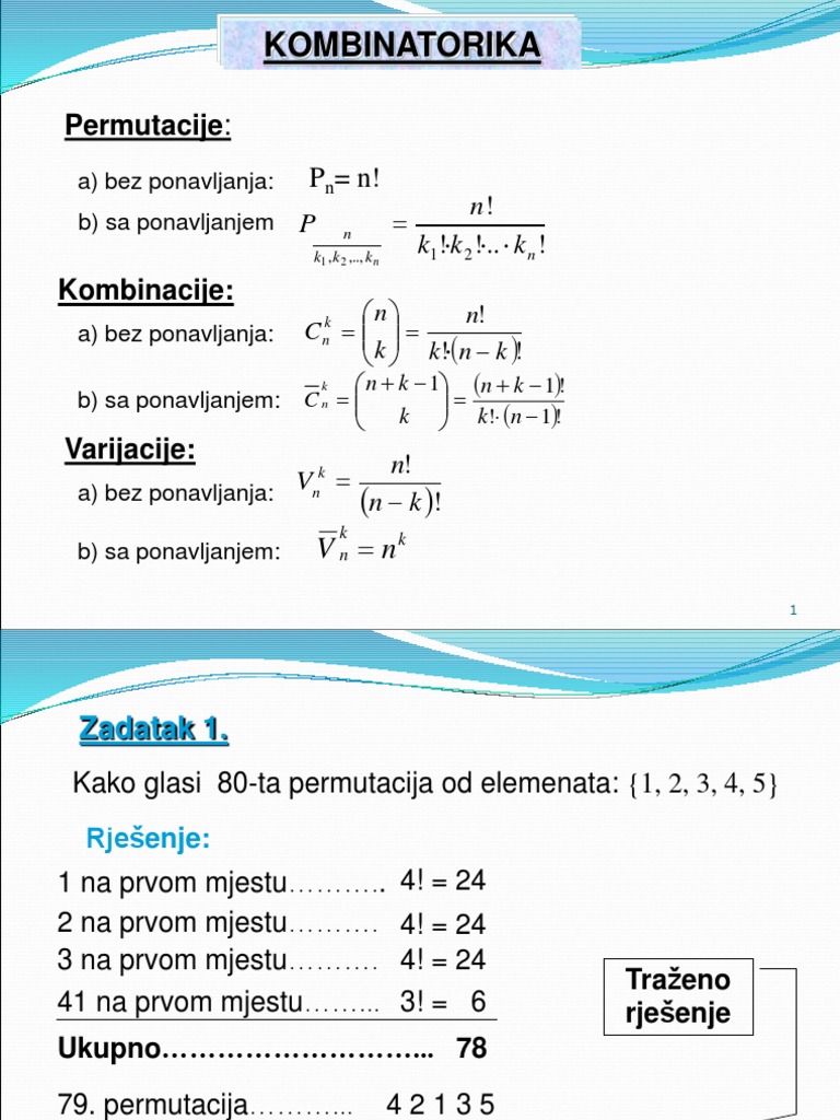 Zadaci Kombinatorika | PDF