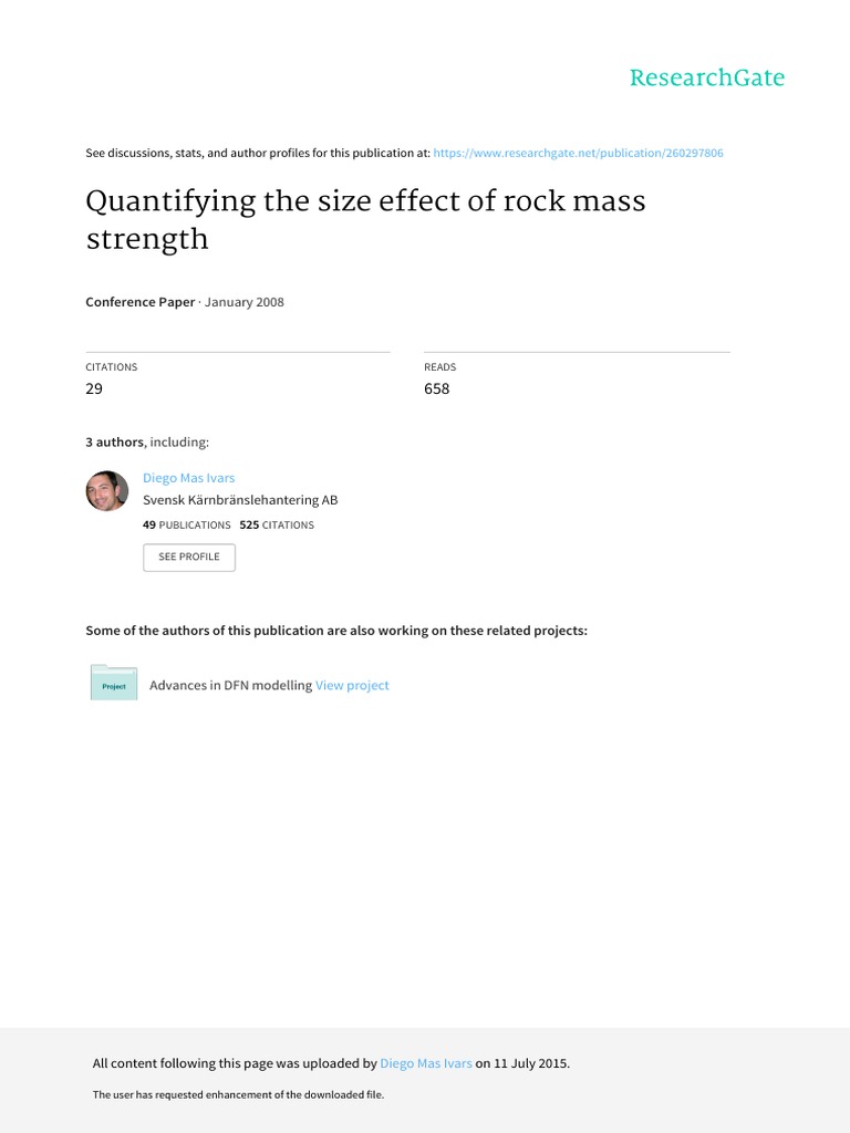 Cundall - Et - El - 2008 - Quantifying The Size Effect of Rock Mass Strength | PDF | Strength Of ...
