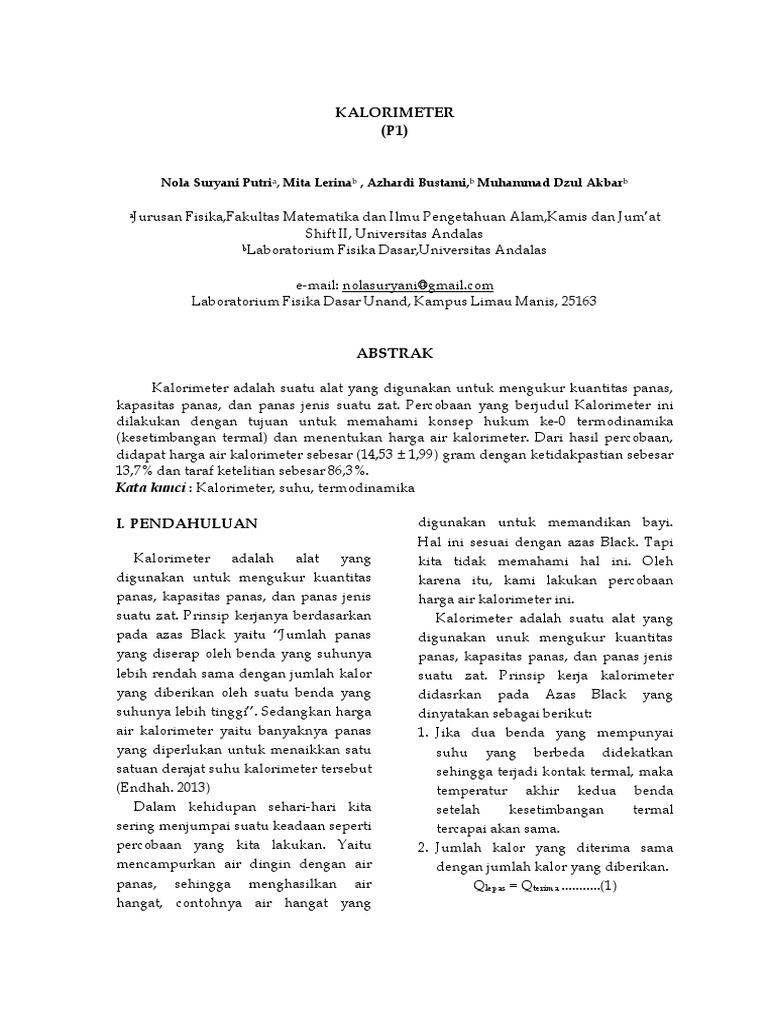KALORIMETER | PDF