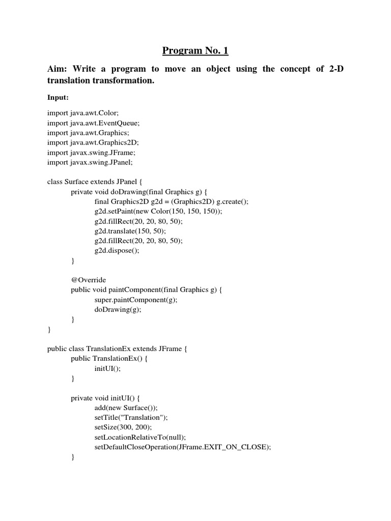 Aim: Write A Program To Move An Object Using The Concept of 2-D ...