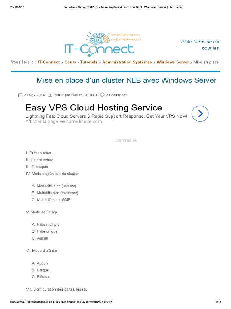 Windows Server 2012 R2 - Mise en Place D'un Cluster NLB - Windows ...