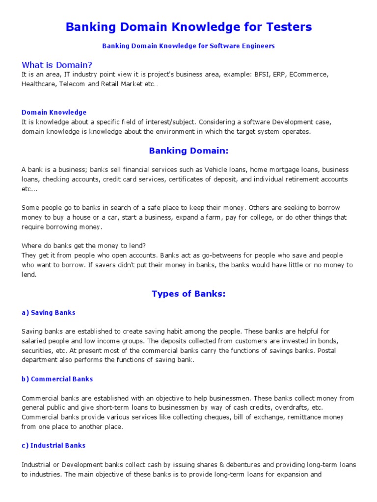9.banking Domain - Software Testing | PDF | Cheque | Transaction Account