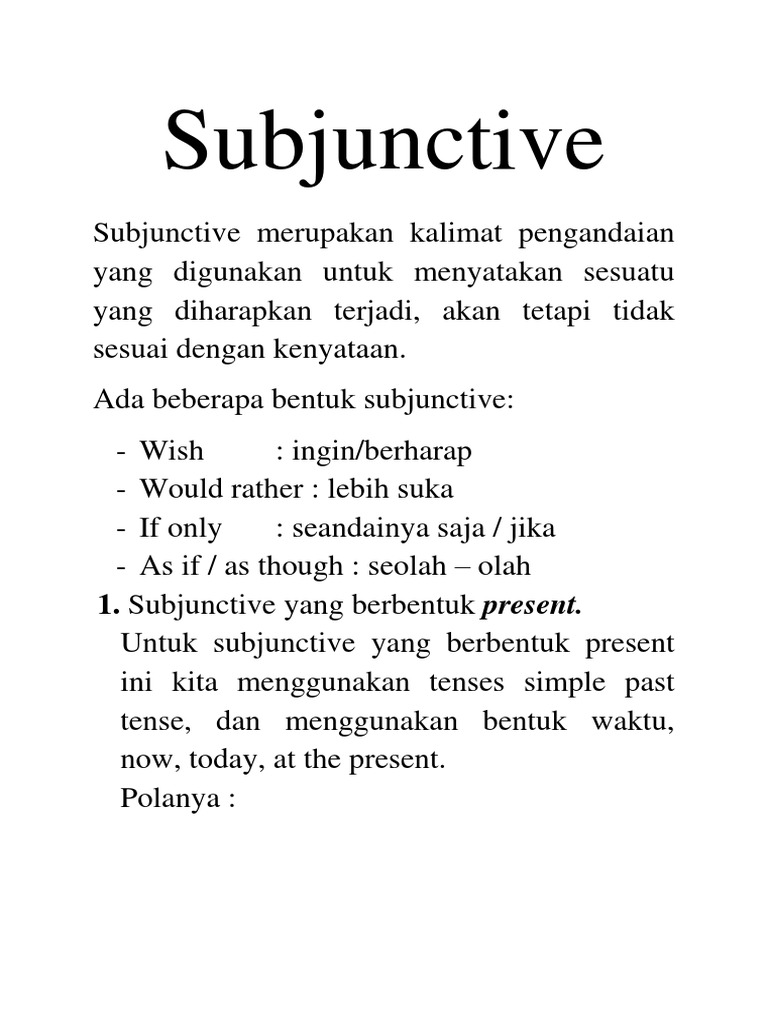 Subjunctive: 1. Subjunctive Yang Berbentuk Present | PDF