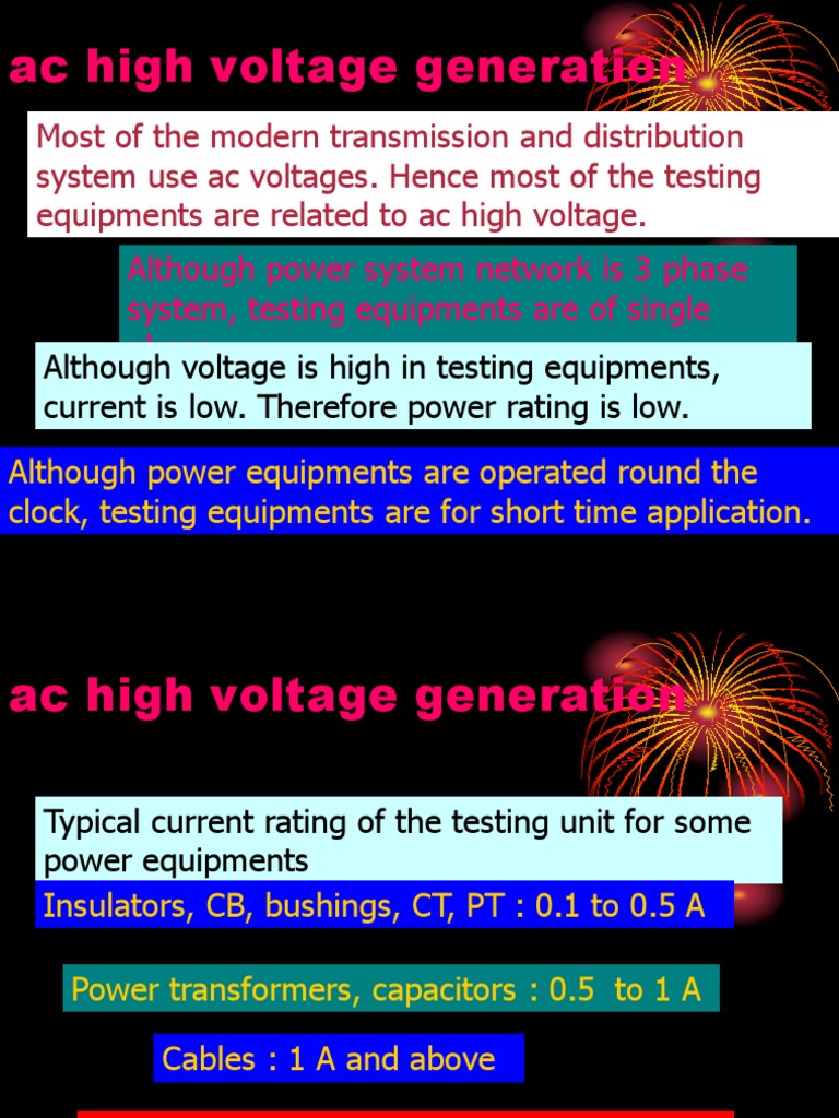 Ac High Voltage Generation | PDF | Transformer | Alternating Current