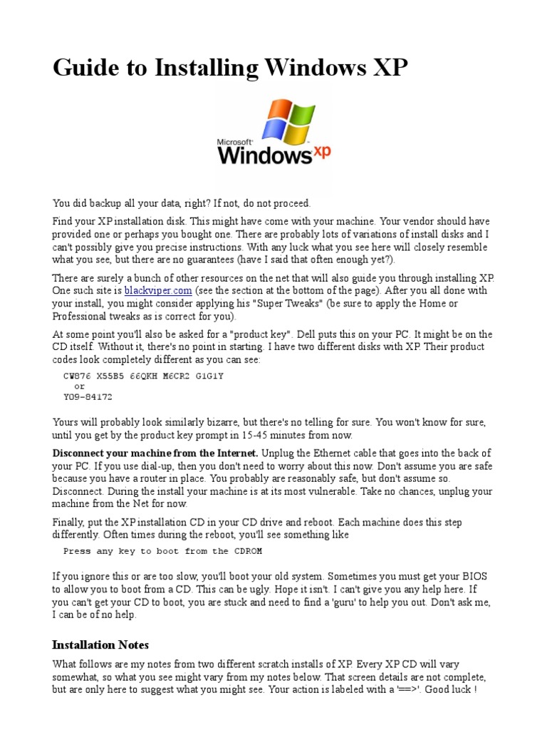 Windows XP Installation Guide | PDF | Computer Network | Computer ...