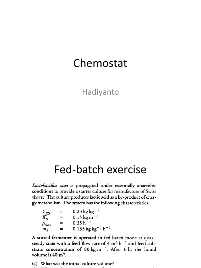 Chemostat | PDF | Chemical Reactor | Chemical Reaction Engineering