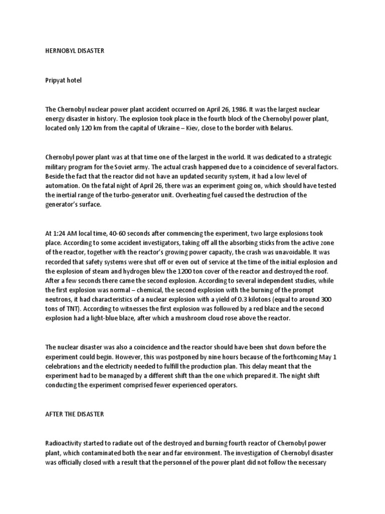 Chernobyl Disaster | PDF | Chernobyl Disaster | Nuclear Reactor