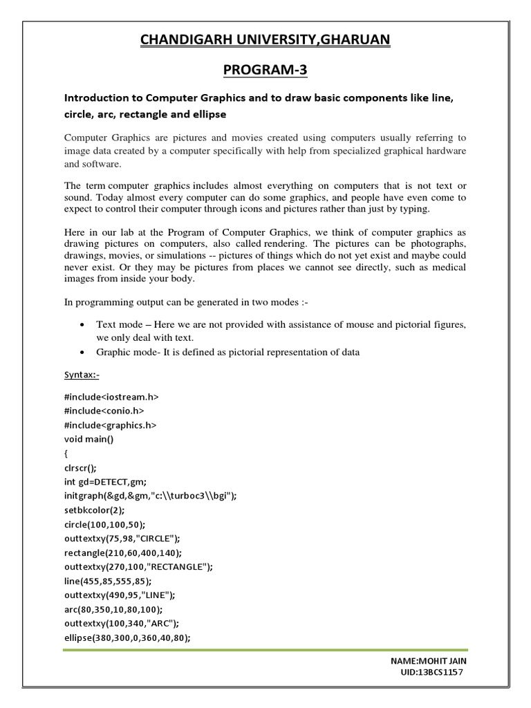 Chandigarh University, Gharuan Program-3 | PDF | Computer Graphics | Scientific Modeling