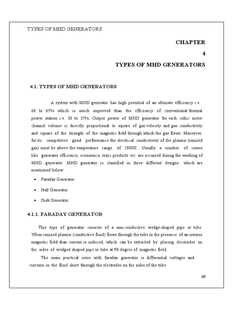 Types of MHD Generators | PDF | Electric Generator | Magnetohydrodynamics
