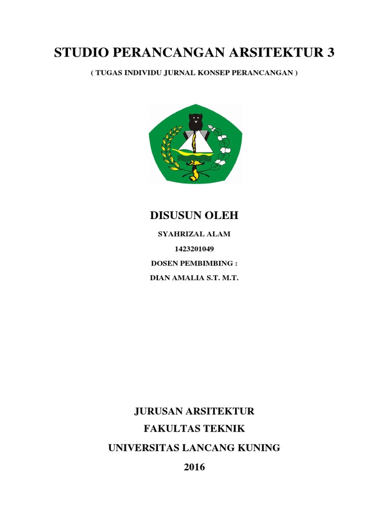 Cover Jurnal Individu Studio Perancangan Arsitektur 3 | PDF