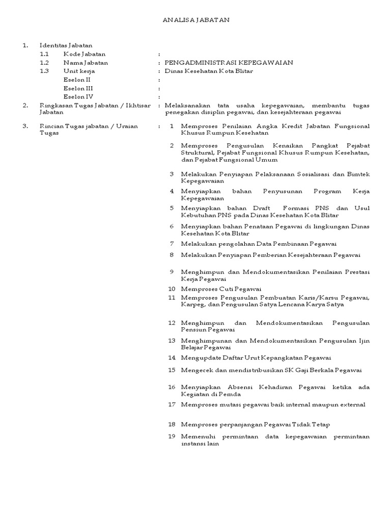 Contoh Anjab ABK 2017 | PDF