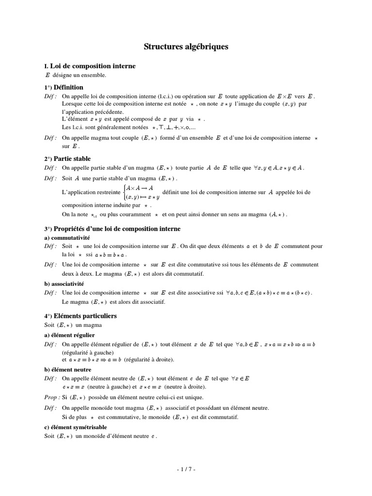 Algèbre - Structure Algébrique | PDF | Permutation | Groupe (Mathématiques)