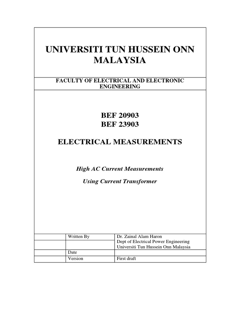 High AC Current Measurement with CTs | PDF | Transformer | Electrical ...