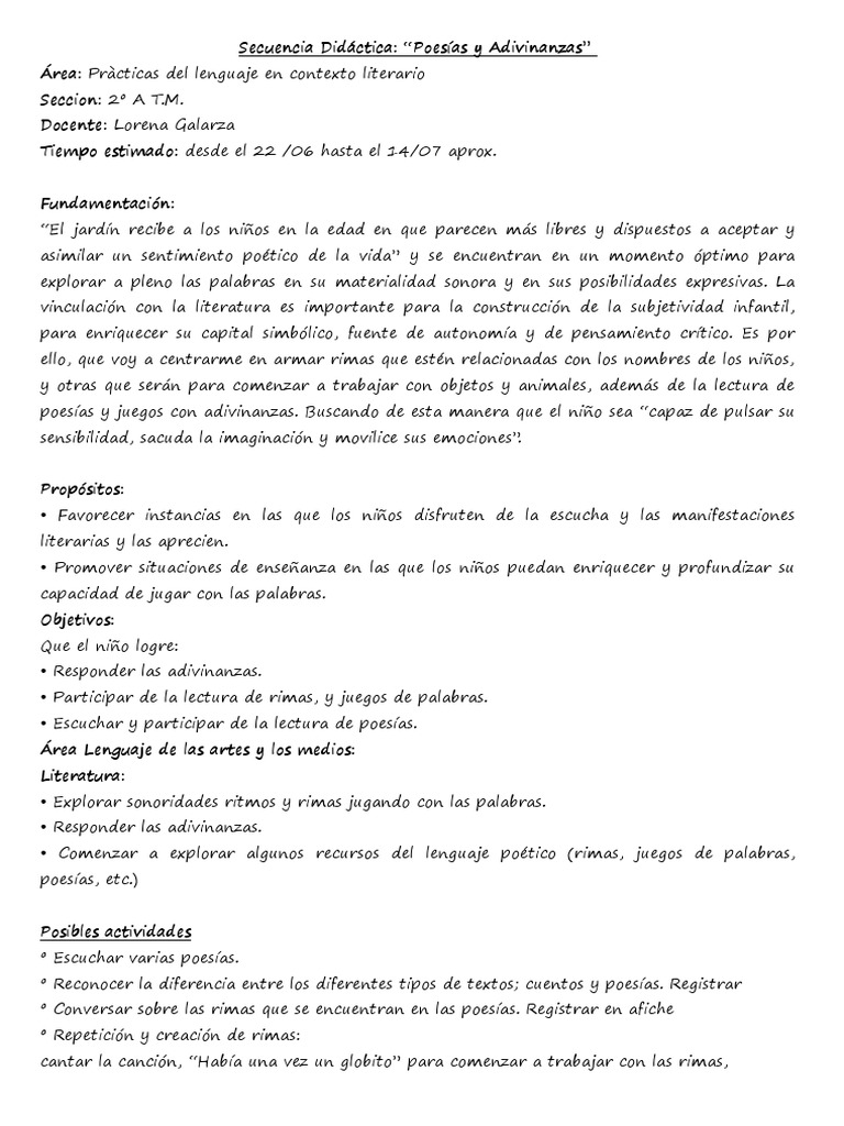 Secuencia de Adivinanzas y Poesias | PDF | Poesía | Lectura (proceso)
