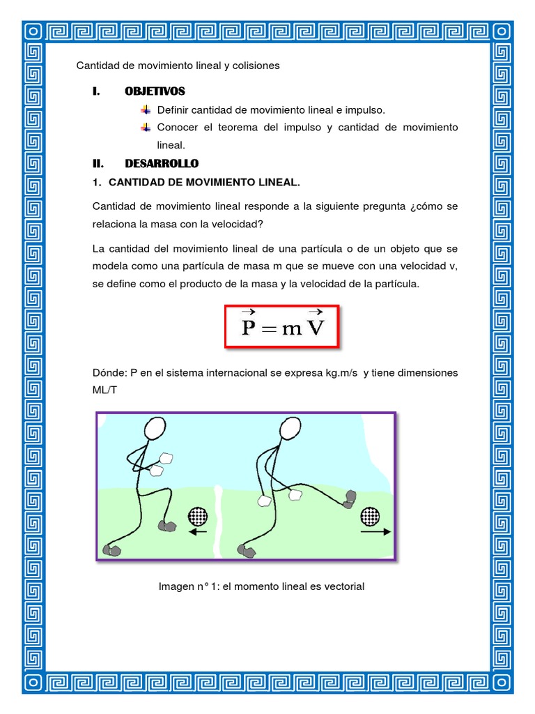 Cantidad de Movimiento Lineal | PDF | Impulso | Movimiento (física)