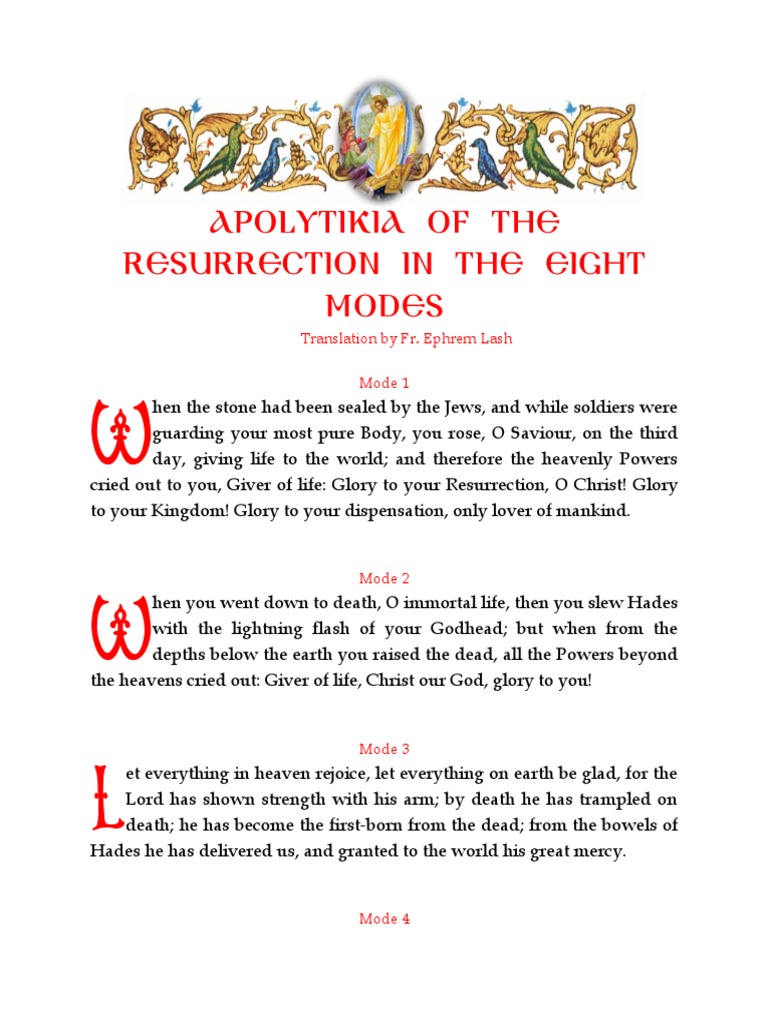 Apolytikia of The Resurrection in The Eight Modes | PDF | Heaven | God ...