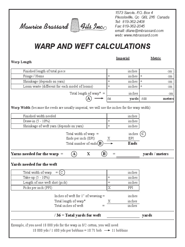 Warp Weft Calc | PDF | Weaving | Clothing
