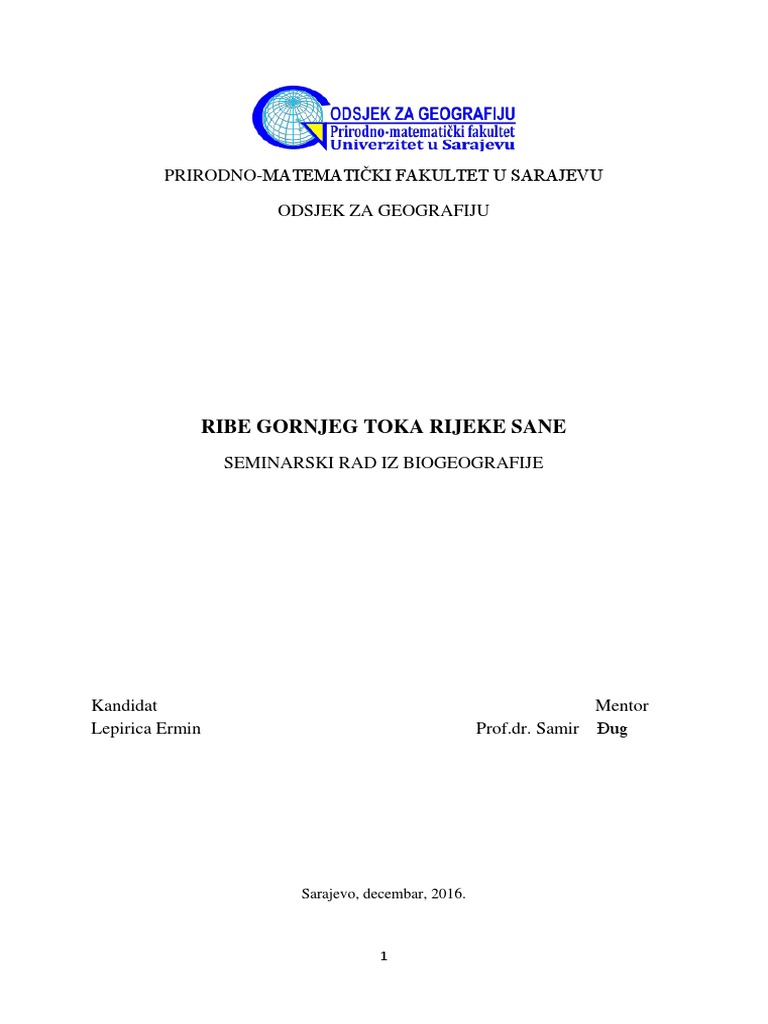 Ribe Gornjeg Toka Rijeke Sane | PDF