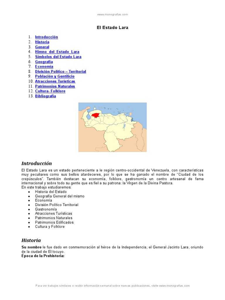 Características del Estado Lara, Venezuela | PDF | Naturaleza