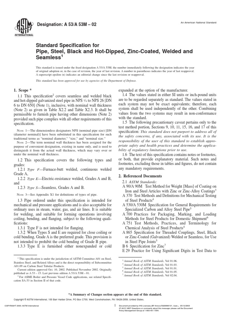 Astm A53 PDF | PDF | Nondestructive Testing | Pipe (Fluid Conveyance)