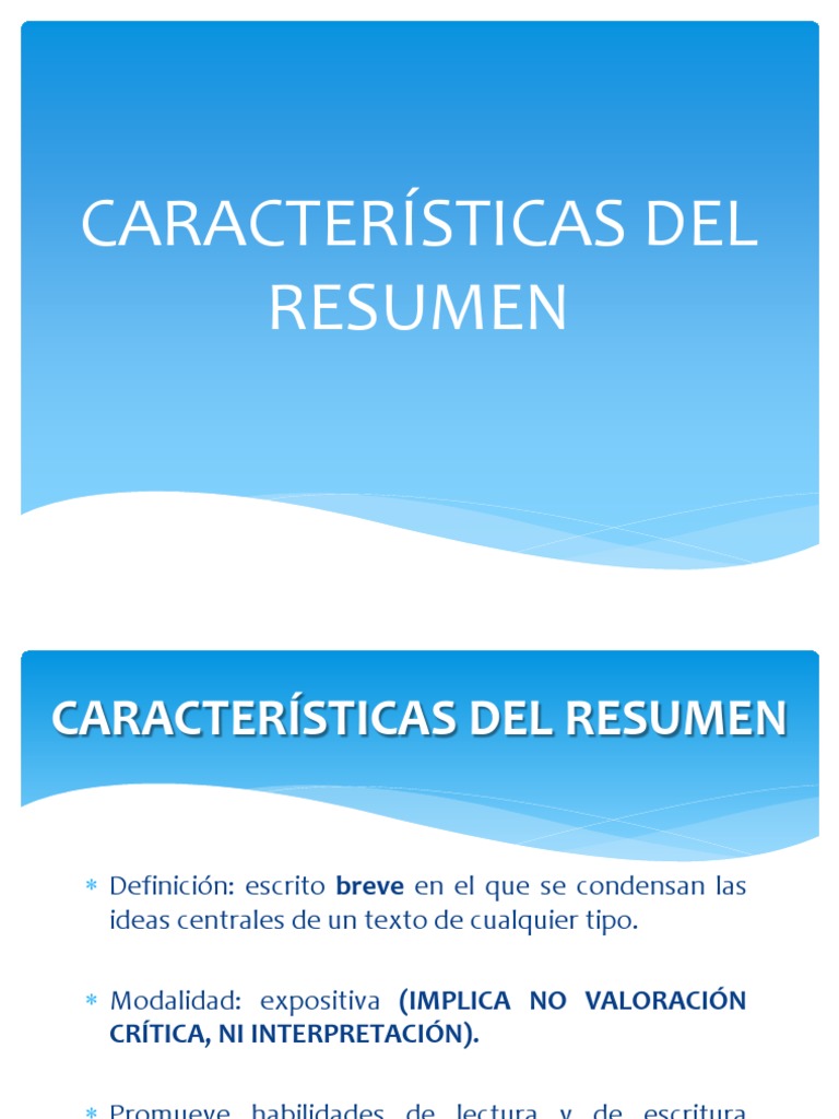 Características del Resumen Efectivo | PDF