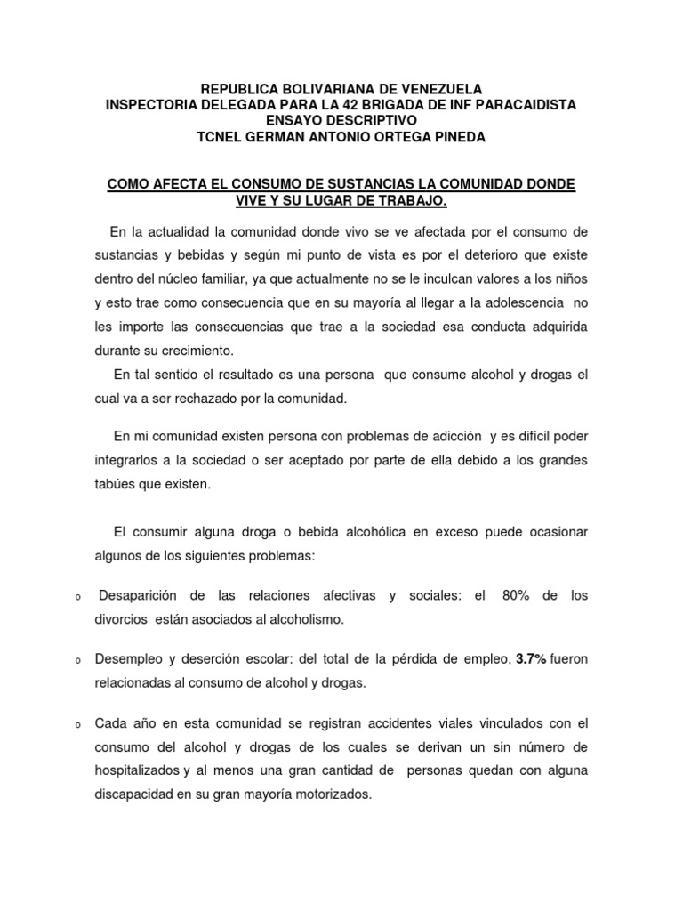 Consumo de Drogas en La Comunidad | PDF | La dependencia de sustancias | Juventud