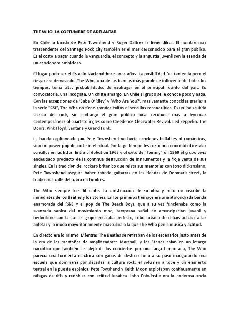 Critica Musical Ejemplo | Musica Popular | La música rock