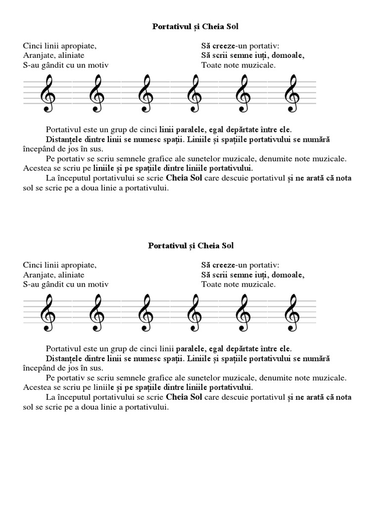 28 Portativul și Cheia Sol.docx | PDF