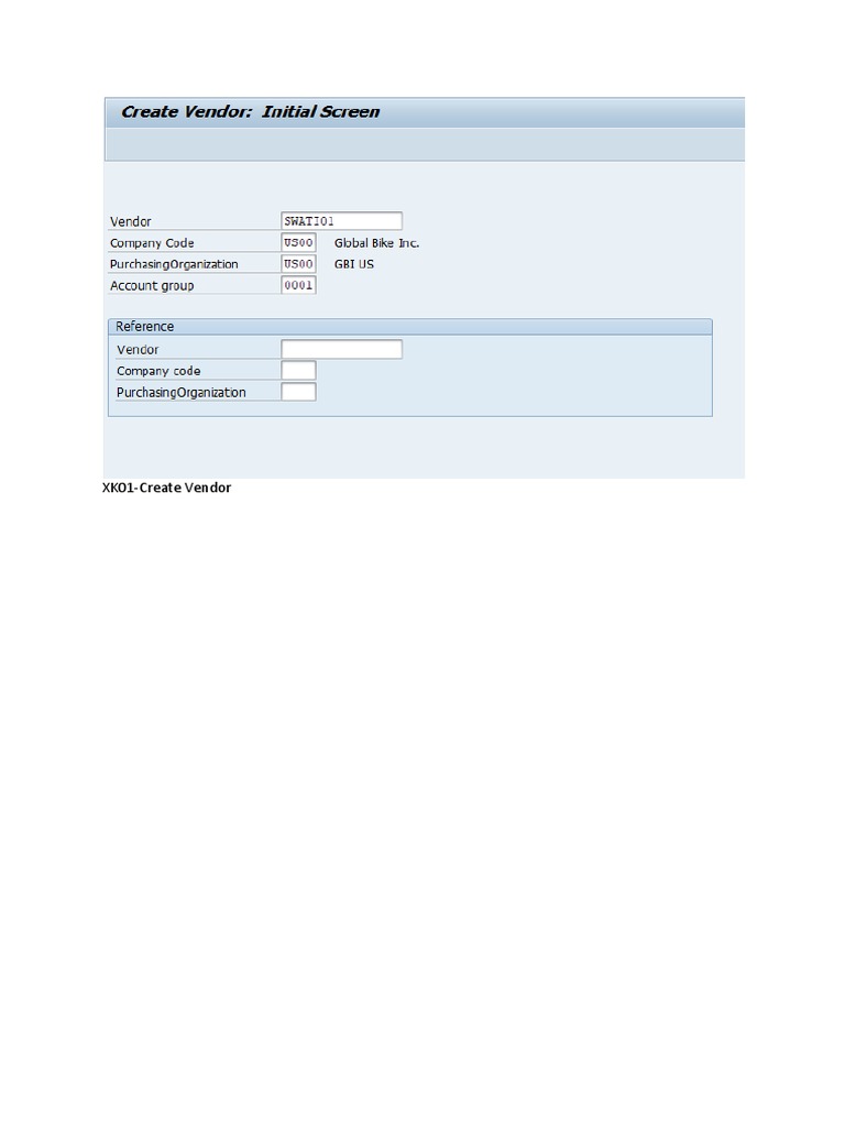 XK01-Create Vendor | PDF