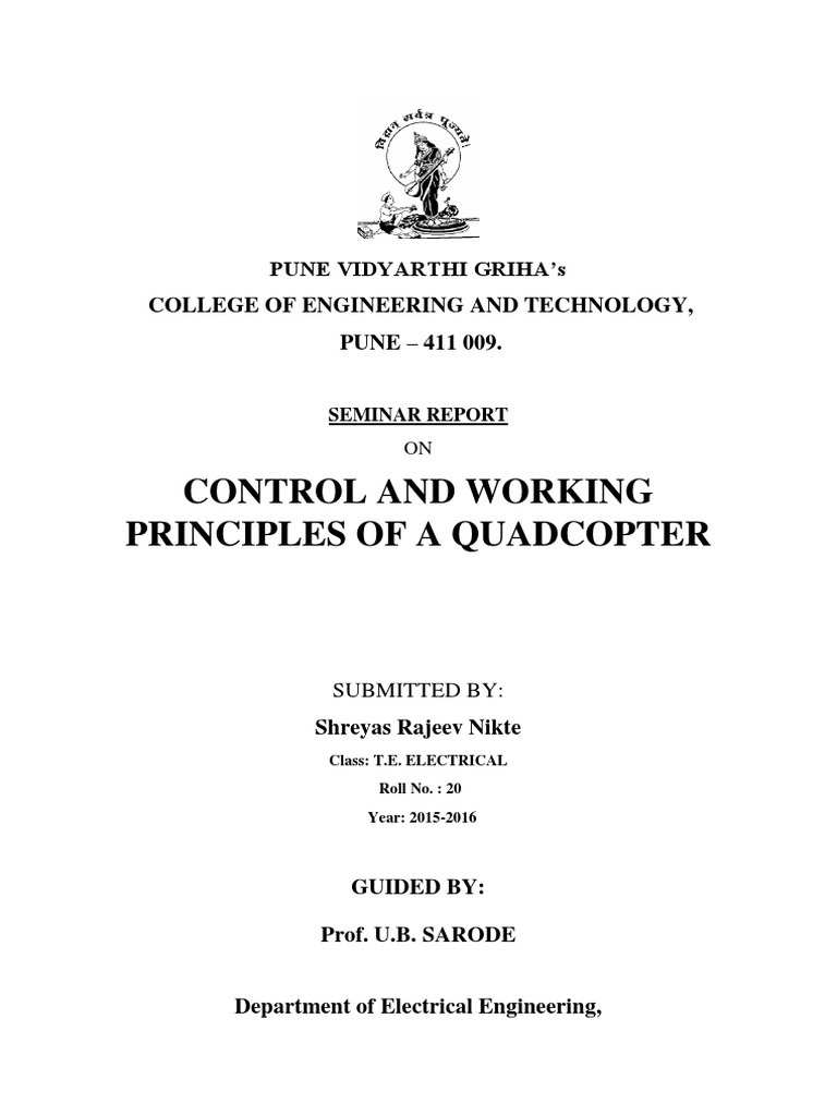 Quadcopter Control and Working Principles | PDF | Quadcopter | Electric ...