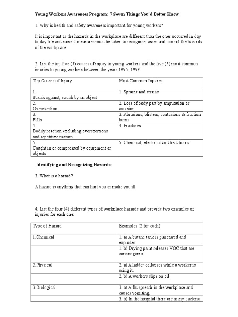 7 Things You'd Better Know Worksheet | PDF | Personal Protective ...