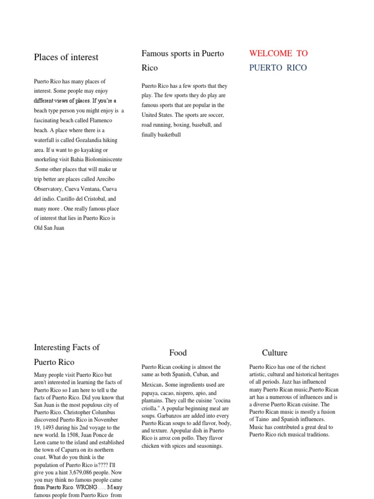 Puerto Rican Brochure Murillo | PDF | Puerto Rico | Cuisine