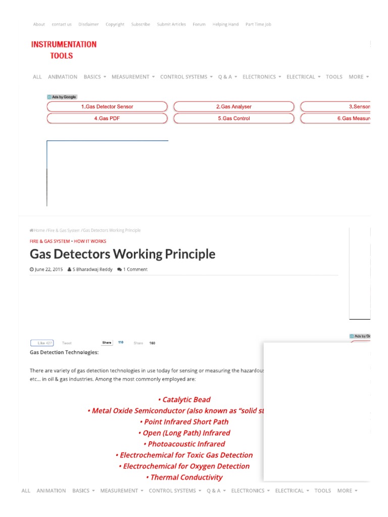Gas Detectors Working Principle Instrumentation Tools | PDF
